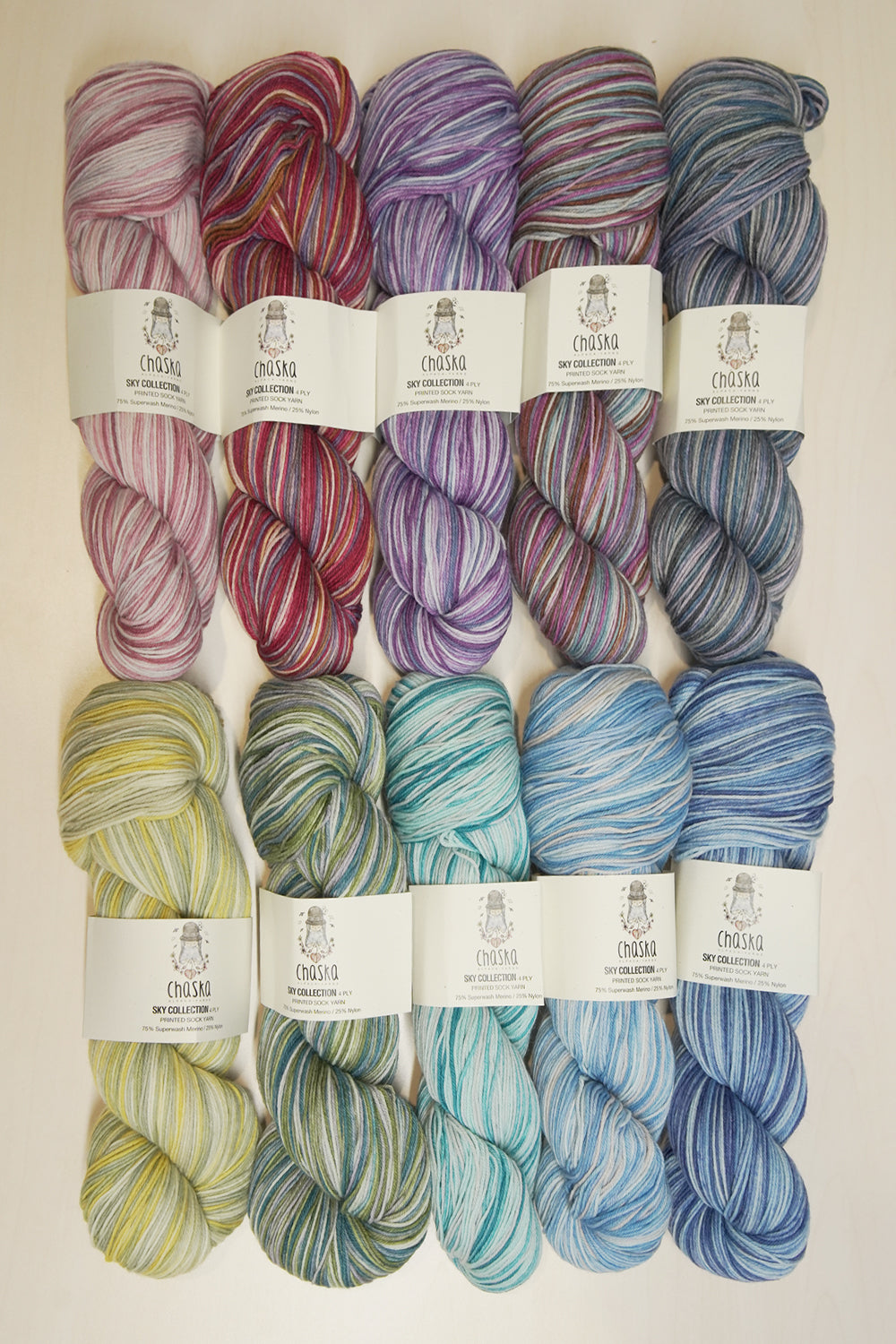 Chaska Sky Collection 4 ply Sock 100g – ROLLY WOOL